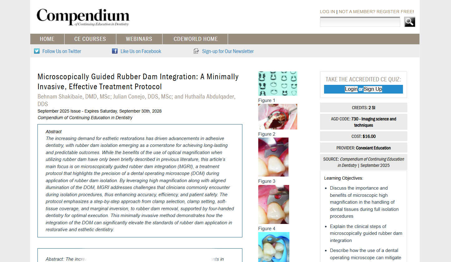 Microscopically Guided Rubber Dam Integration: A Minimally Invasive ...