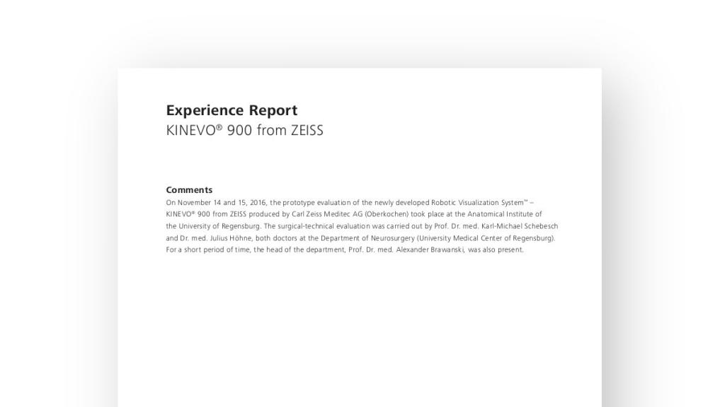 Premier rapport d'évaluation : ZEISS KINEVO 900 avec ZEISS QEVO