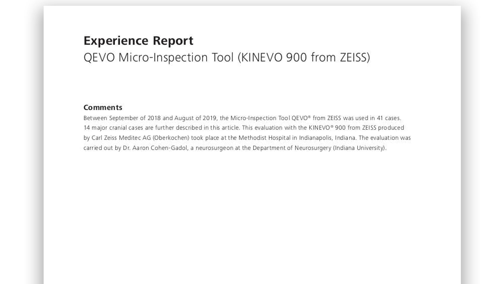 Experience Report of ZEISS QEVO the unique Micro-Inspection Tool