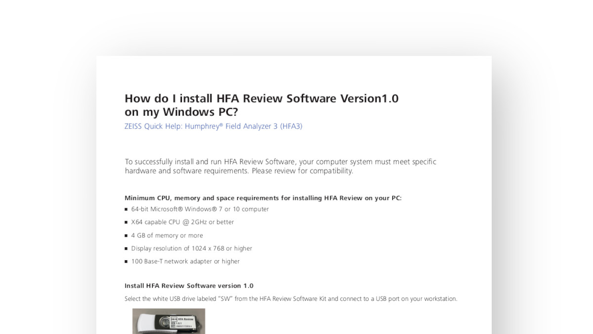 How to install the HFA Review Software Version 1.0 on a Windows PC